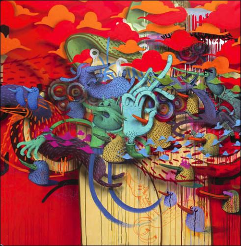 Alëxone Dizac, exposition "Alacrité", Galerie Le Feuvre, graffiti